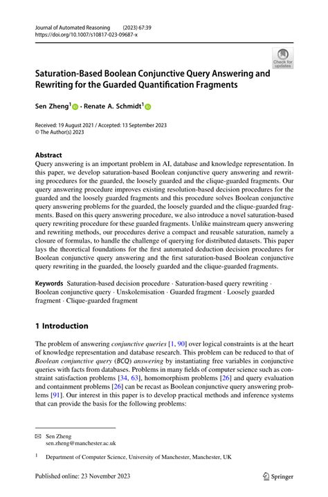 PDF Saturation Based Boolean Conjunctive Query Answering And