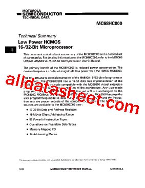 MC68HC000 Datasheet PDF Motorola Inc MC68HC000 Datasheet PDF Motorola Inc