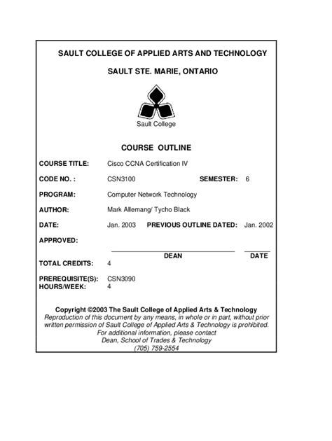 Fillable Online Cisco Ccna Certification I Sault Ste Marie Fax