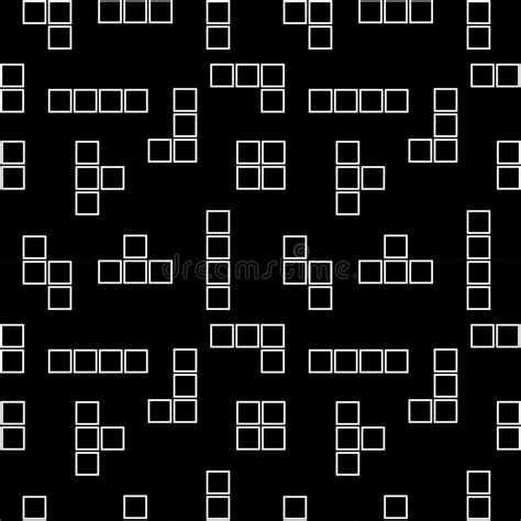 monochrome tetris shape vector illustration seamless pattern design