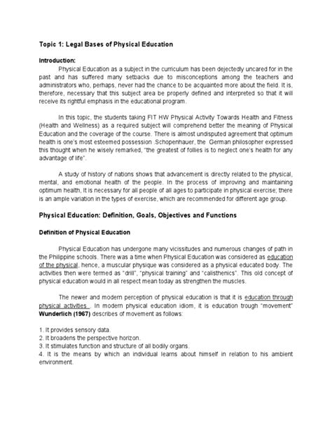 Physical Education Definition Pdf Physical Education Physical