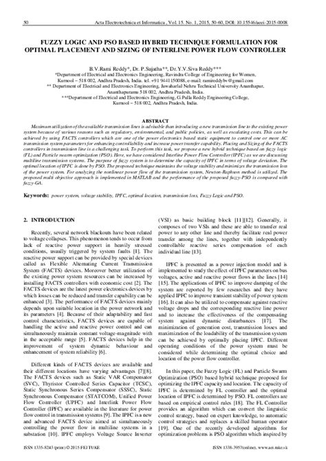 Pdf Fuzzy Logic And Pso Based Hybrid Technique Formulation For
