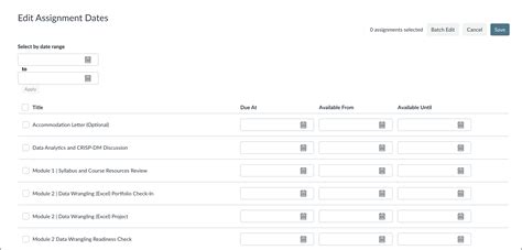 Edit All Canvas Due Dates In One Screen View