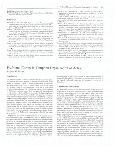 Pdf Prefrontal Cortex In Temporal Organization Of Action