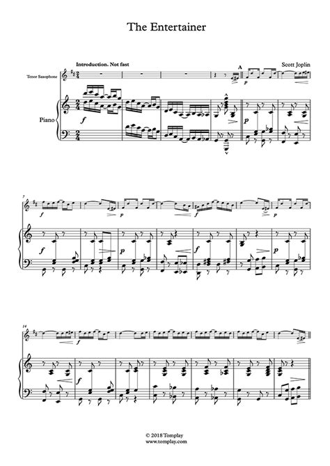 Free Sheet Music Joplin Scott The Entertainer Piano Solo
