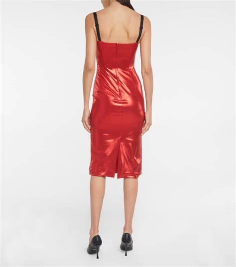 Laminated Bustier Midi Dress In Red Dolce Gabbana Mytheresa