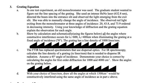 Solved Grating Equation A In One Test Experiment An Old