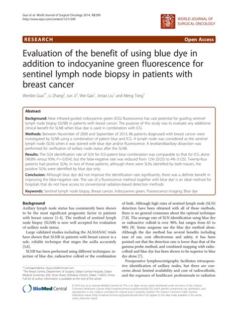 Pdf Evaluation Of The Benefit Of Using Blue Dye In Addition To