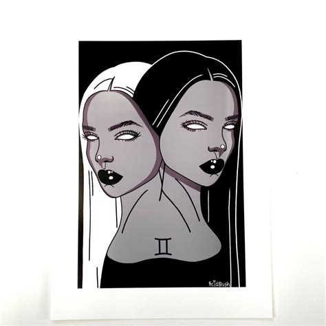 Zodiac Gemini Goddess Star Sign Astrology Illustrated Art Print