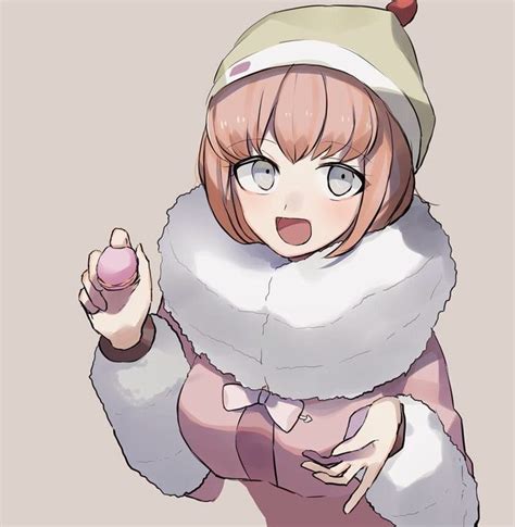 An Anime Character Wearing A Fur Coat And Holding A Pink Object In One