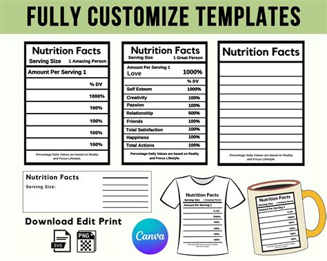 16 Nutrition Facts Template Bundle Nutrition Facts Labels Party