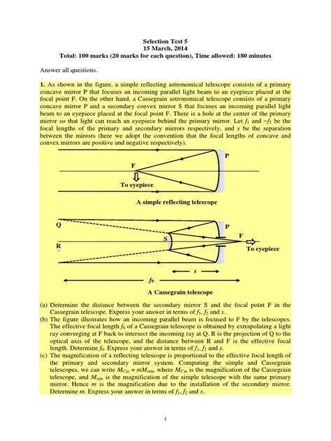 Selection 3 2014 Solutions Pdf Luminiferous Aether Theory Of