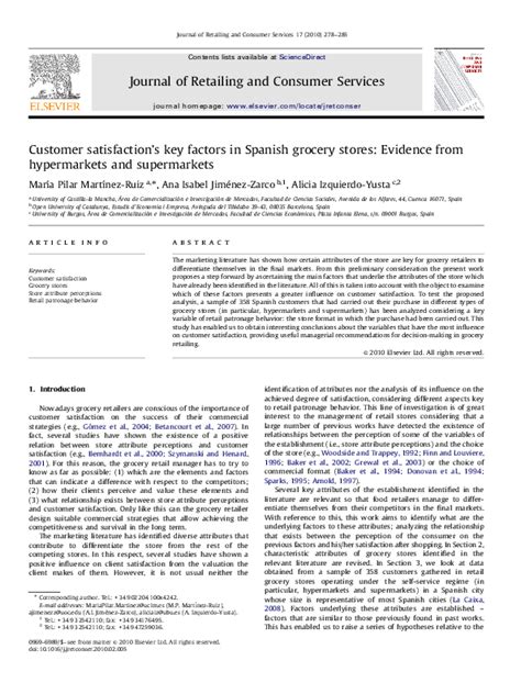(PDF) Customer satisfaction's key factors in Spanish grocery stores ...