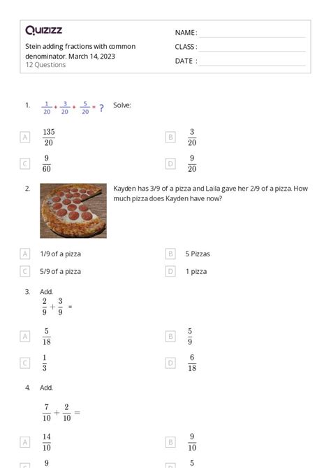 50 Adding Fractions Worksheets On Quizizz Free And Printable