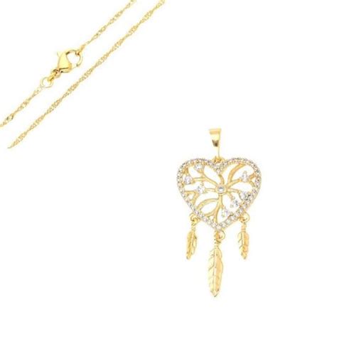 Collier Femme Chaîne Torsadée et Pendentif Coeur Attrape Rêve
