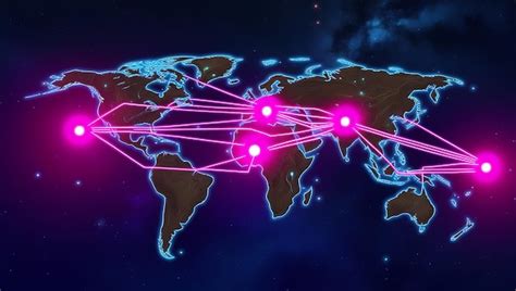 Global Business Connections And Big Data Analytics Concept With World Map Points Lines And