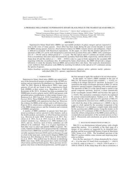 Pdf A Propable Milli Parsec Supermassive Binary Black Hole In The