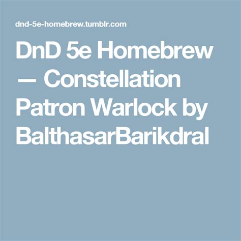 Dnd 5e Homebrew — Constellation Patron Warlock By Balthasarbarikdral