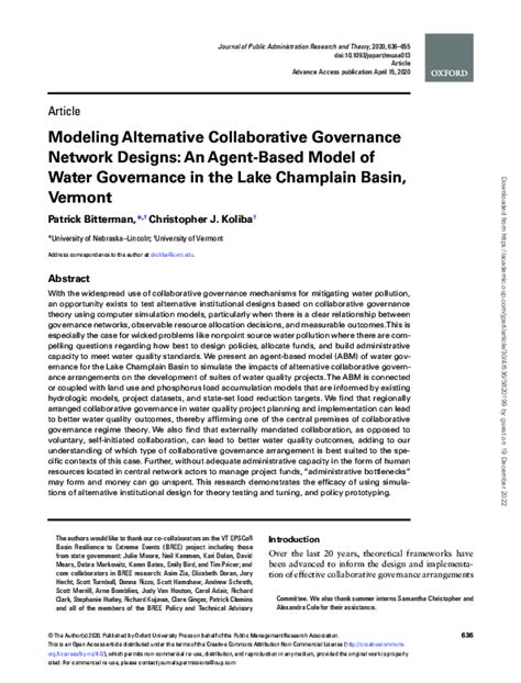 pdf modeling alternative collaborative governance network designs an