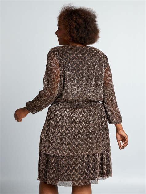 Vestido De Punto Plisado Irisado A Capas MARRON Kiabi 39 00
