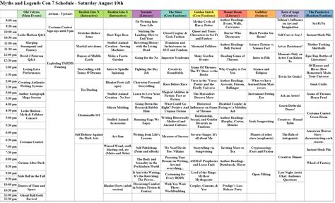 2019 programming grid myths and legends con