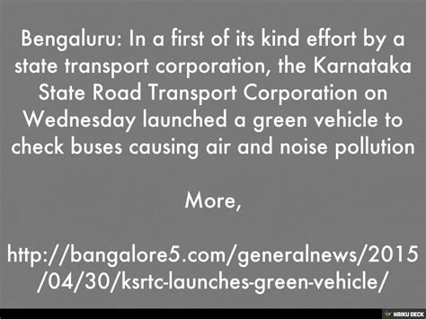 Ksrtc Launches Green Vehicle Ppt