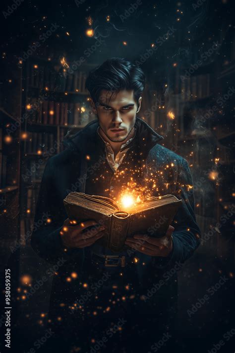 handsome possessive hero warlock man with black hair , wearing dark fantasy wizard sorcerer ...
