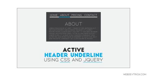 Header Underline Active Item Using Css And Jquery Indicate Active Link