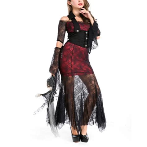 Hot Black Lace Sexy Witch Vampire Costume Women Halloween Cosplay