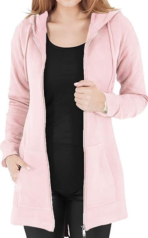 Tuopuda Womens Long Hoodies Zip Up Plain Hoodie Long Sleeves Ladies