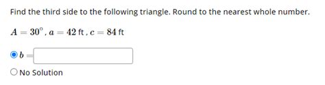 Solved Find The Third Side To The Following Triangle Round Chegg