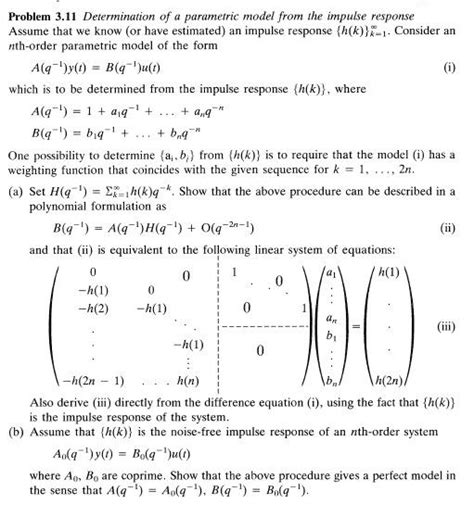 Problem 311 Determination Of A Parametric Model From