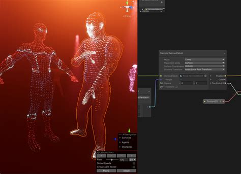 Emit Particles From Animated Rig Model With Color Sampled From The
