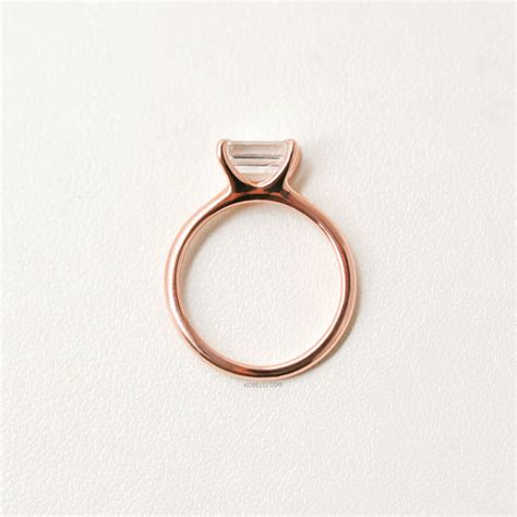 Solitaire 102ct Emerald Diamond Rose Gold Ring Kobelli