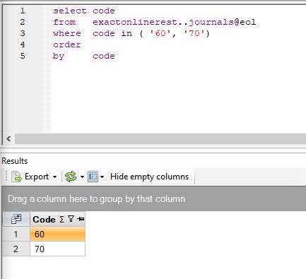 Exact Online SQL Query Where Met Meerdere Argumenten Invantive
