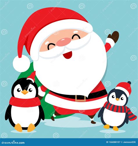 Cartellino Di Auguri Natalizio Con La Vignetta Di Babbo Natale E