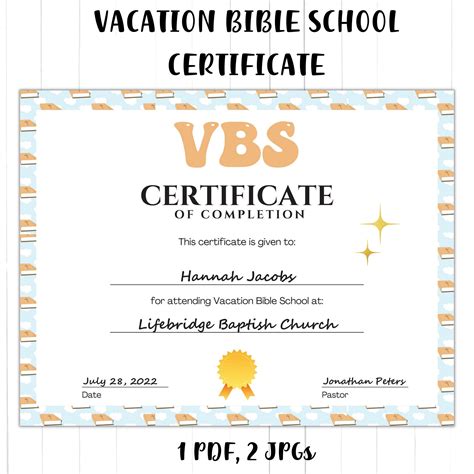 Free Printable Certificates For Vbs Download Free Printable