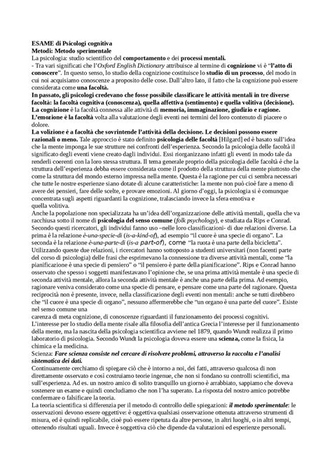 Riassunti Psicologia Cognitiva Benjafied Zorzi Girotto Docsity