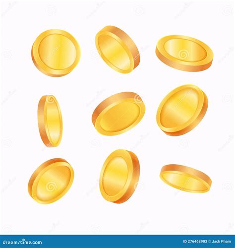 3d Set Of Rotation Coins At Different Angles Set Of Spinning Gold