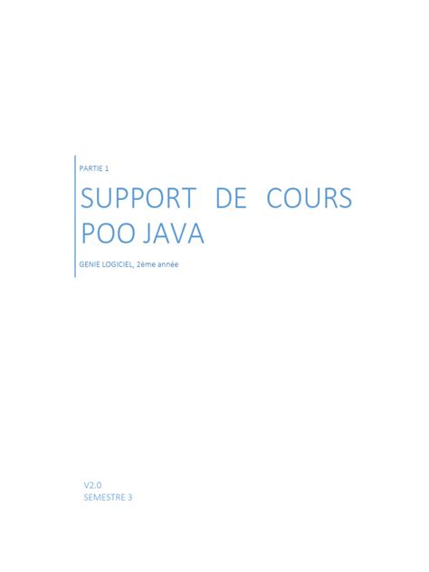 Cours De Poo En Java 2025 Pdf Java Langage De Programmation