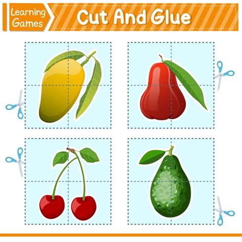 Couper Et Coller Des Fruits Éducation Développer Un Jeu De Feuille De