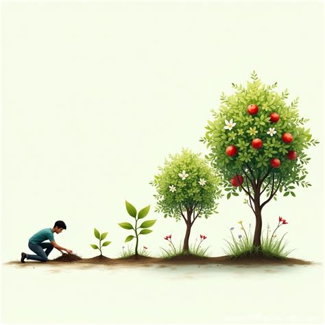 Realistic Tree Growth Stages Showing Project Development From