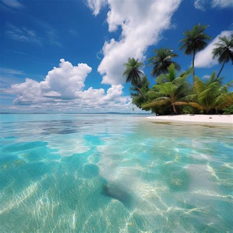 Beautiful Tropical Beach With White Sand Palm Trees Stock Image