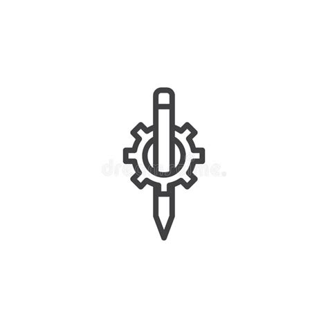 Pencil In Gear Filled Outline Icon Stock Vector Illustration Of