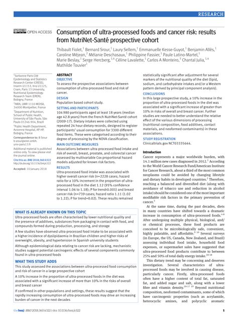 Pdf Consumption Of Ultra Processed Foods And Cancer Risk Results