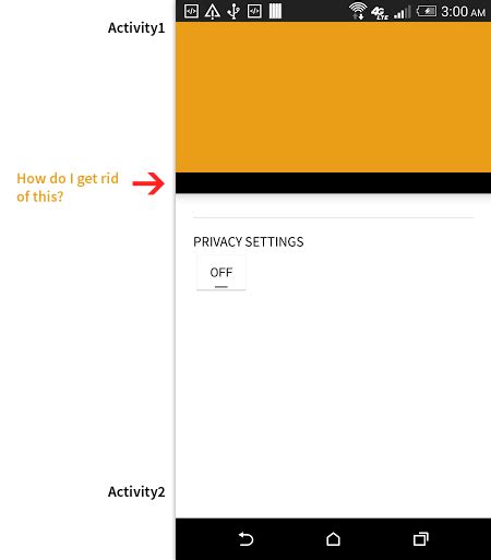 Android Removing Spaceblack Bar Between Activity Transition Stack