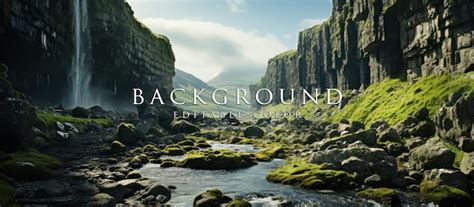 The Waterfall Flows Down The Side Of A Steep Cliff With Green Moss And