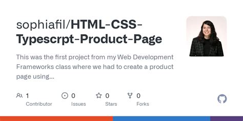 GitHub Sophiafil HTML CSS Typescrpt Product Page This Was The First