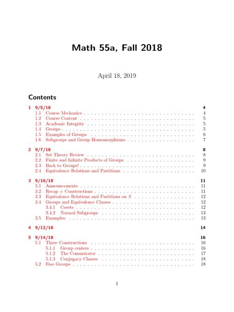 Math 55a Course Overview Fall 2018 Pdf Group Mathematics Integer