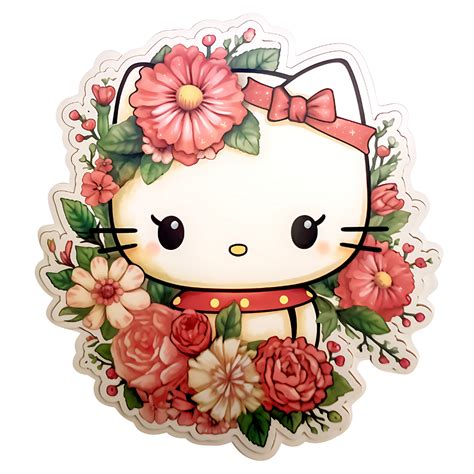 Floral Hello Kitty In A Collar Dtf Direct To Film Transfer Twisted Image Transfers